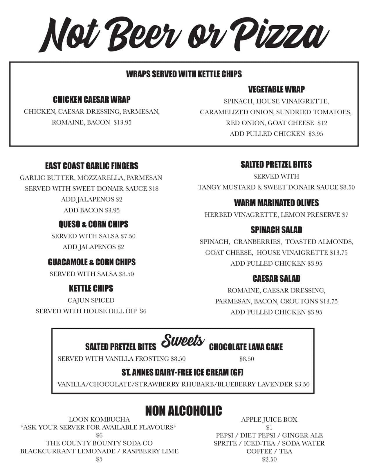 555 Brewery Menu - Picton Ontario